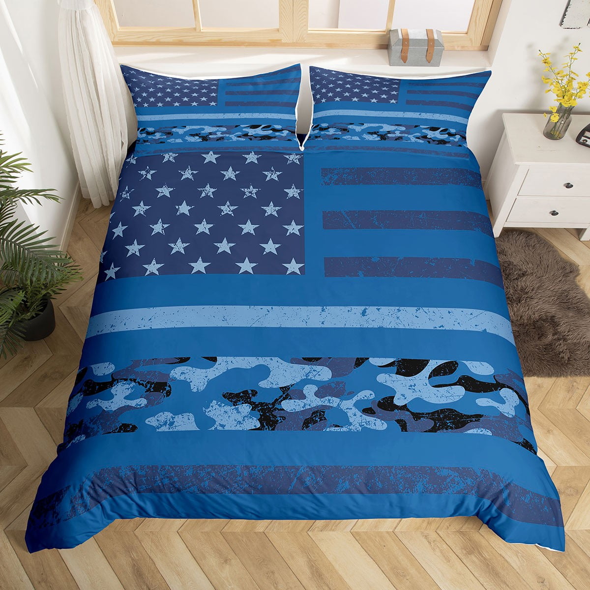 Camo American Flag Comforter Cover Stars and Stripes Duvet Cover, Twin ...