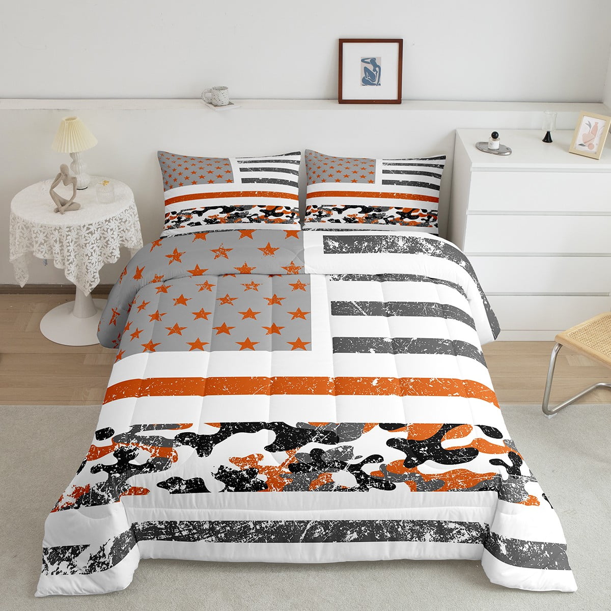 Camo American Flag Comforter Set Queen for Boys Girls Camouflage ...