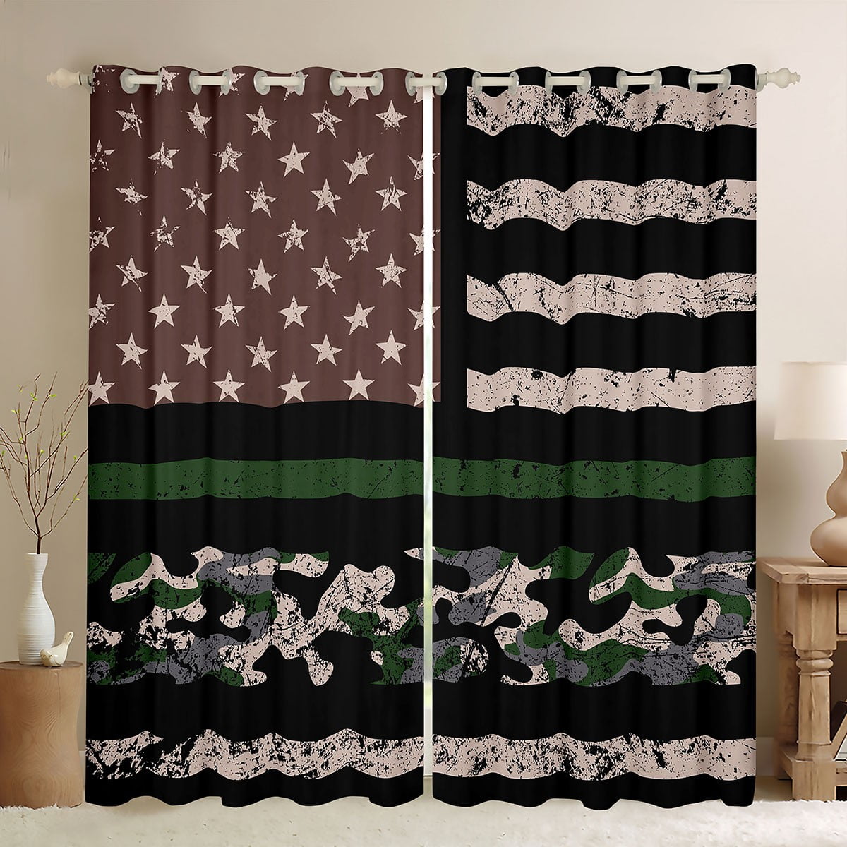 Camo American Flag Curtains & Drapes Military Army Camouflage Curtains ...