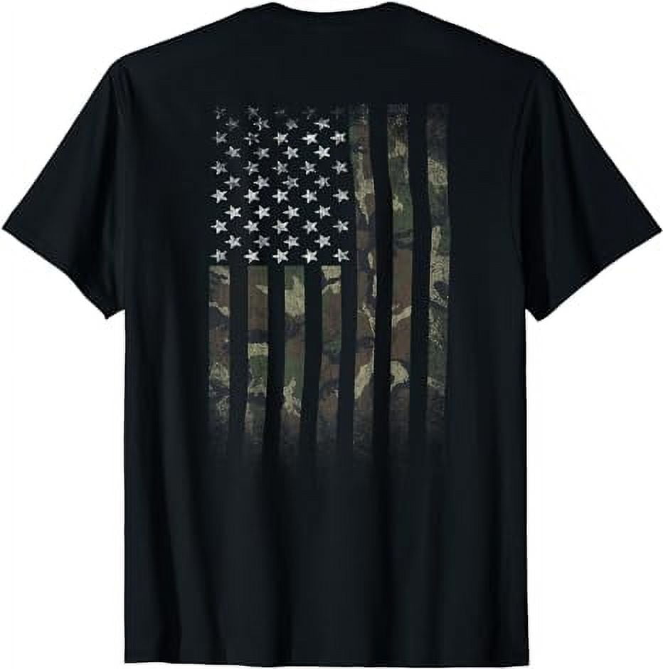 Camo American Flag Distressed (on Back) T-Shirt - Walmart.com