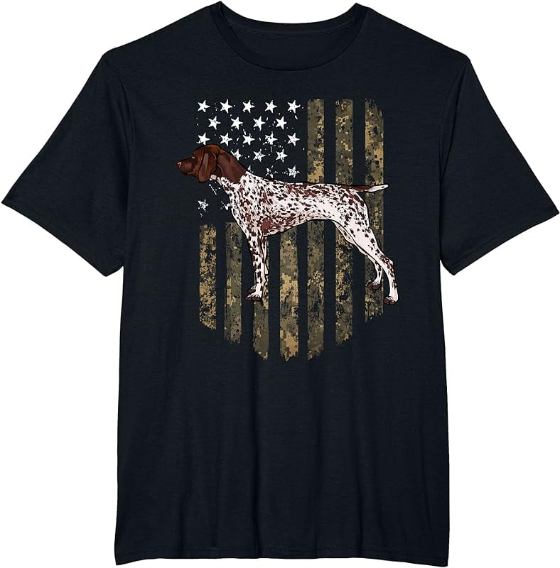 Camo American Flag German Shorthaired Pointer 4th Of July T-Shirt ...