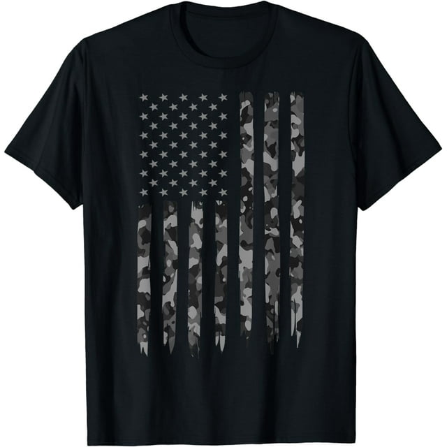 Camo American Flag - Gray American Flag Camo T-Shirt - Walmart.com