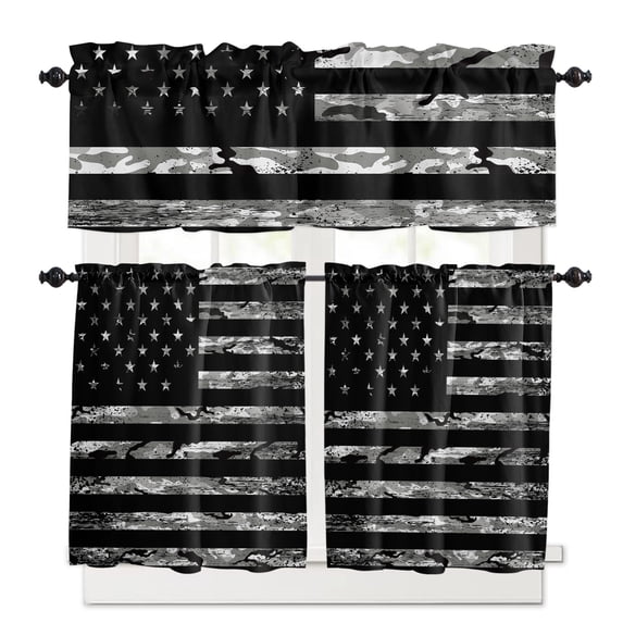 Camo American Flag Kitchen Curtains Valances and Tiers Independence Day ...