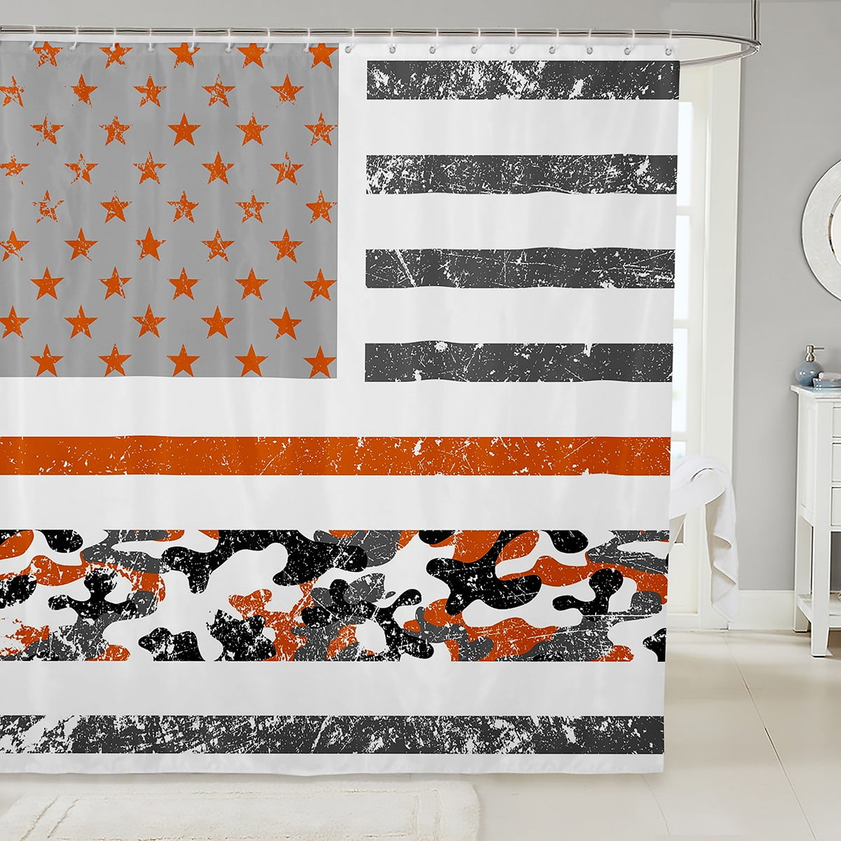 Camo American Flag Shower Curtain for Boys Girls Camouflage Military ...