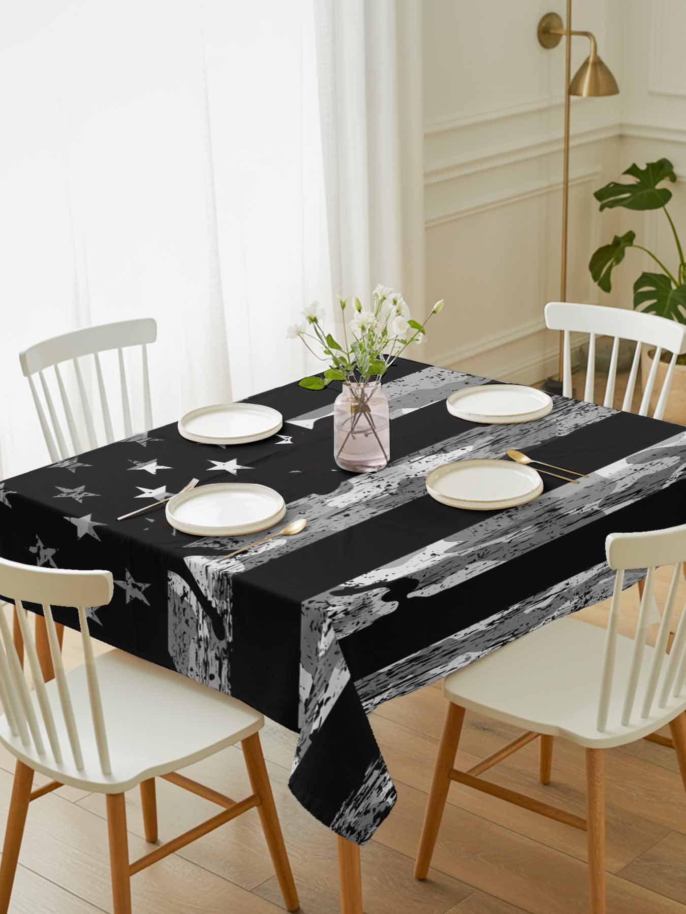Camo American Flag Table Cloth 52x70 Inch Rectangle, Independence Day ...