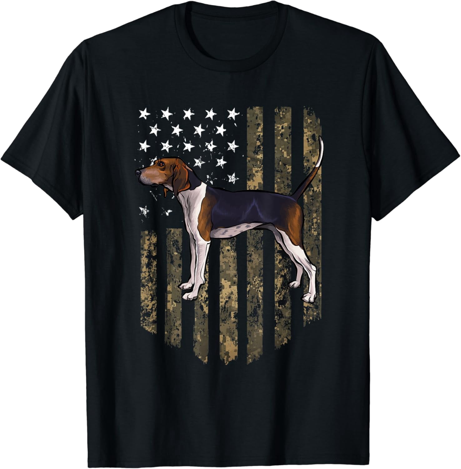 Camo American Flag Treeing Walker Coonhound 4th Of July USA T-Shirt ...