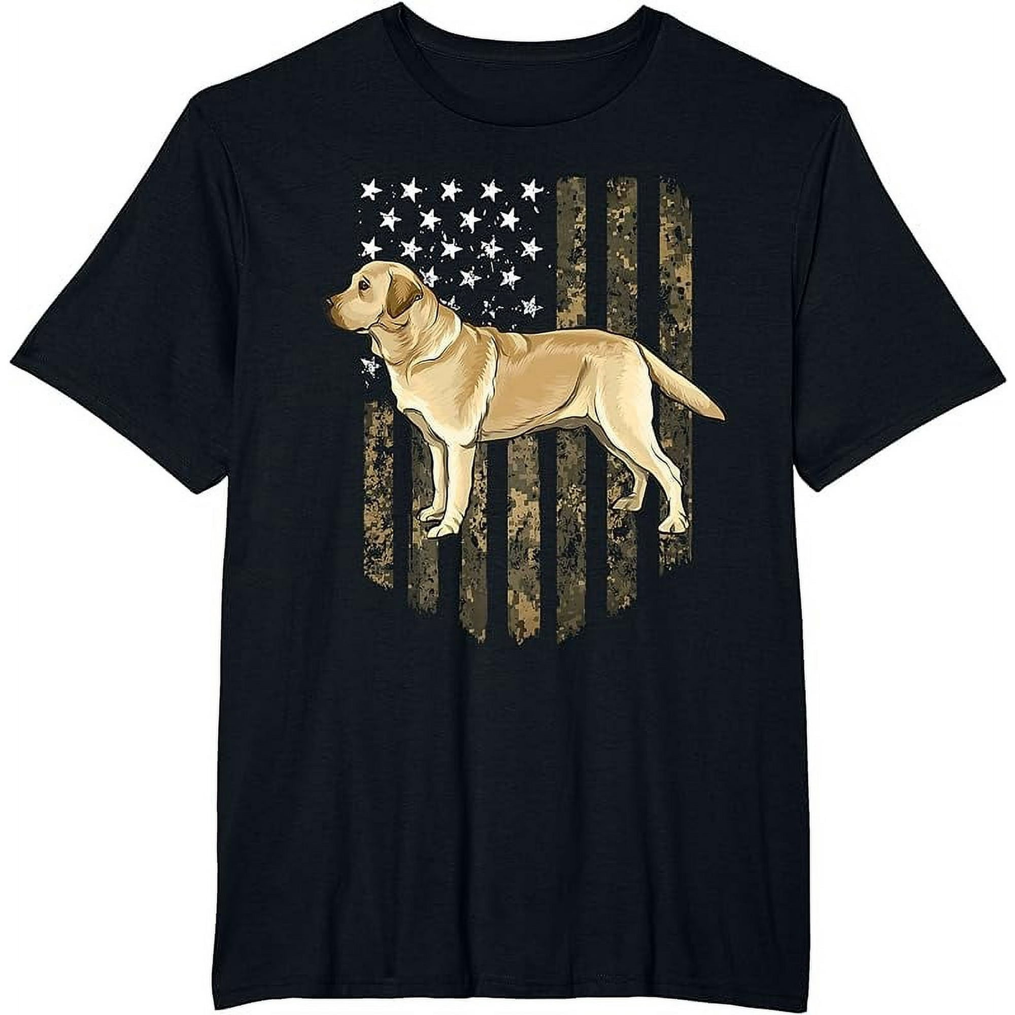 Camo American Flag Yellow Labrador Retriever 4th Of July USA T-Shirt ...