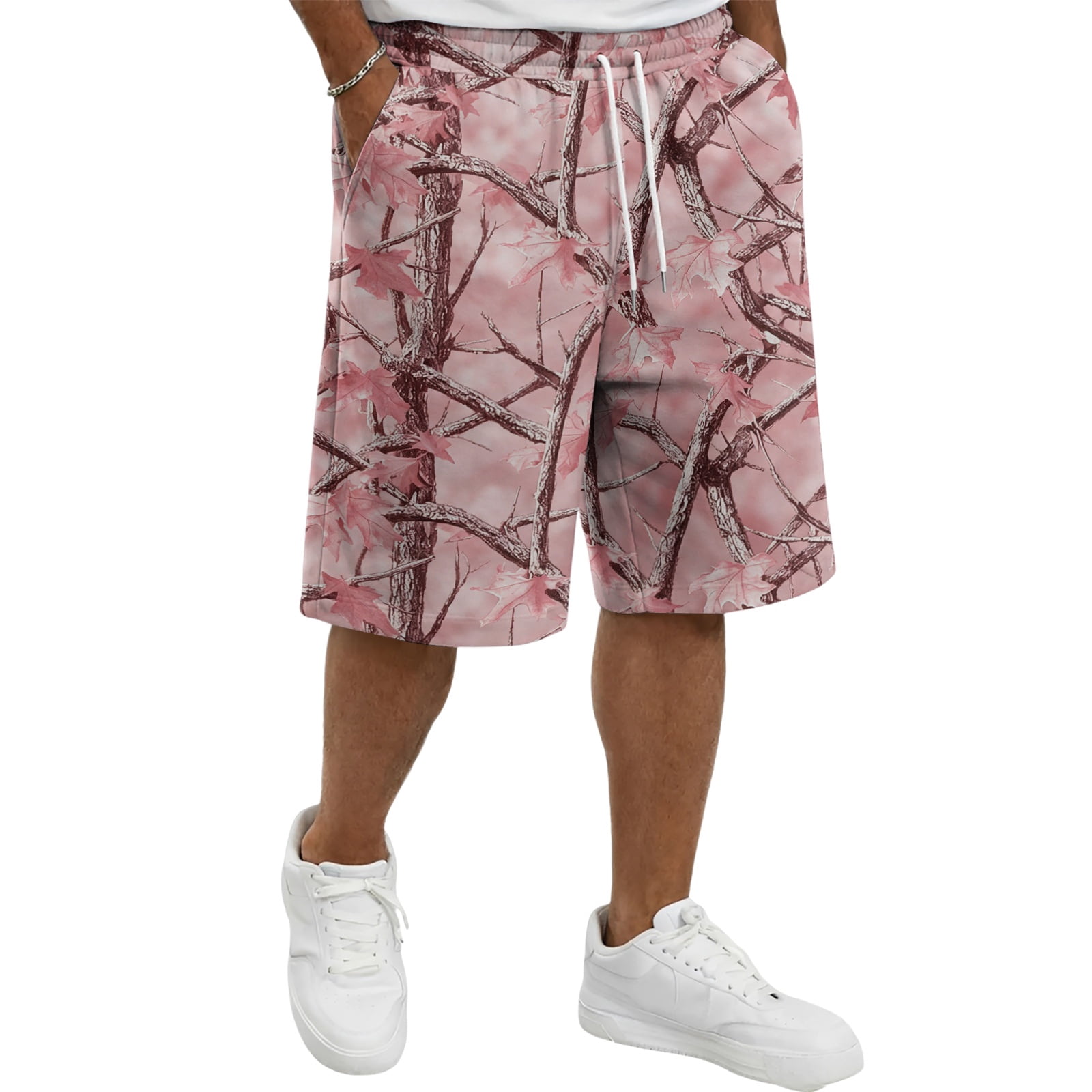 Camo Athletic Shorts for Men Cargo Pleated Bermuda Stretch Clothes ...