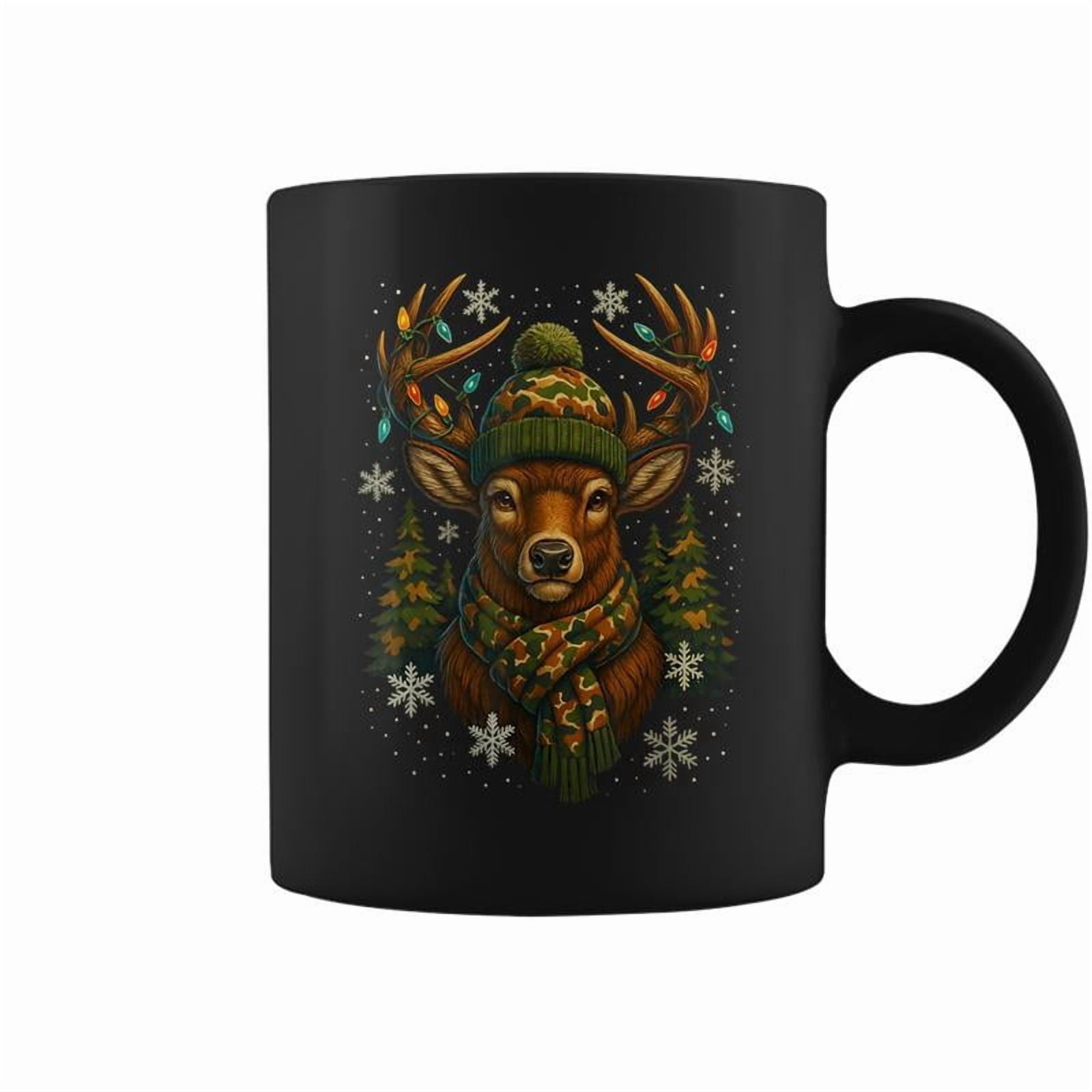 Camo Beanie Reindeer Christmas Buck Lights Winter Hunting Coffee Mugs ...