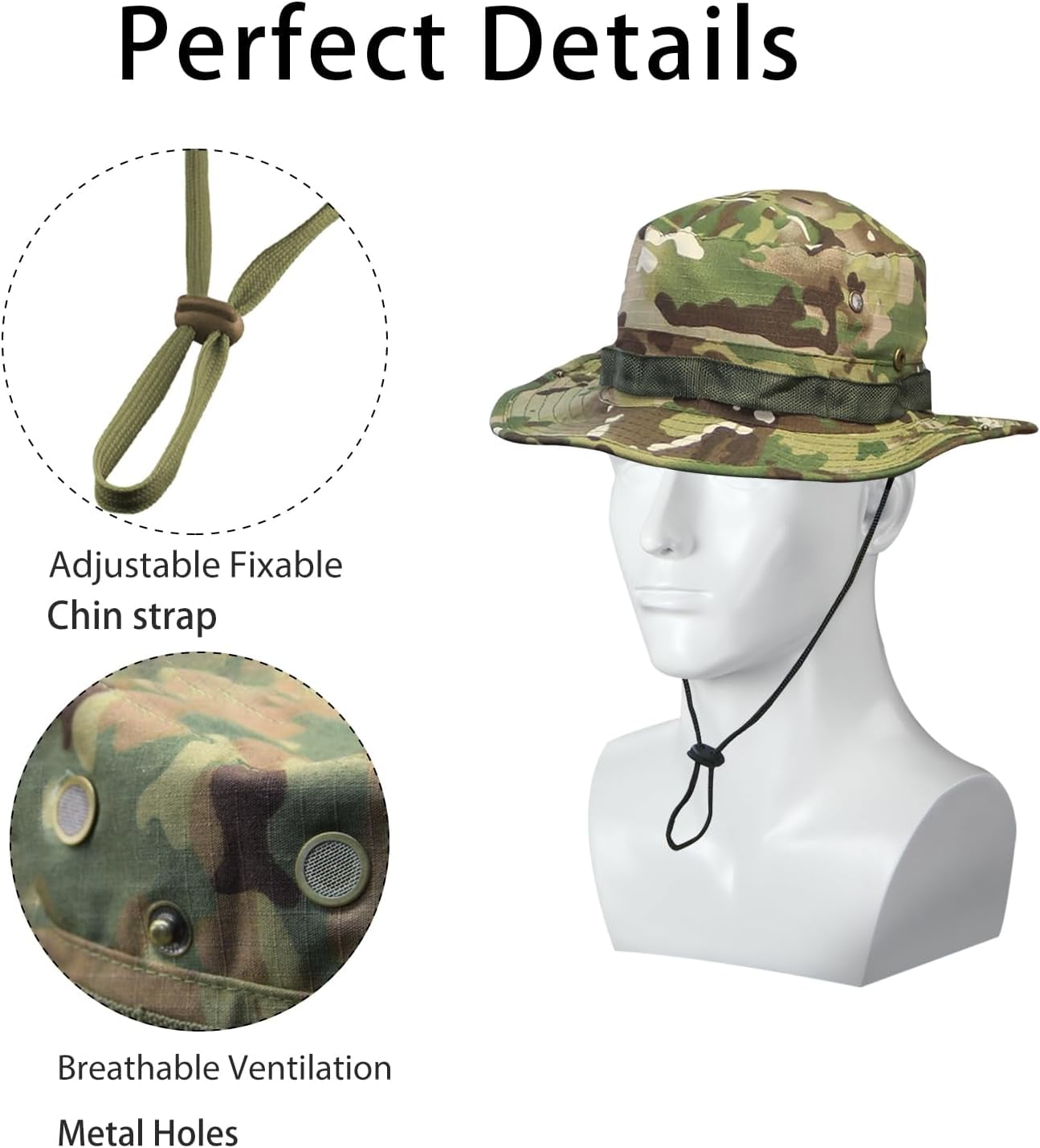 Camo Boonie Hat for Men Women, Military Tactical Wide Brim Bucket Hats ...
