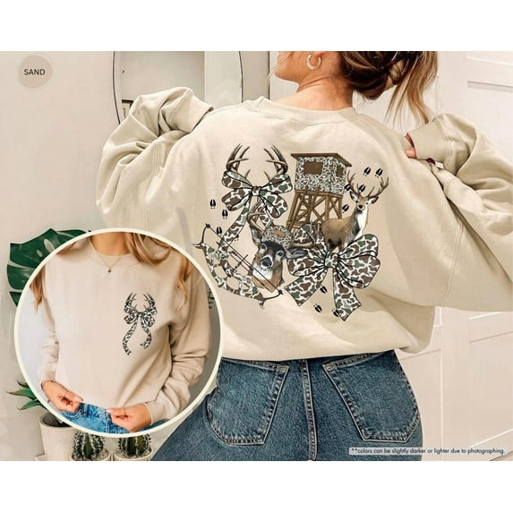 Camo Bow Hunting Season Sweatshirt, Coquette Hunting , Deer Hunting ...