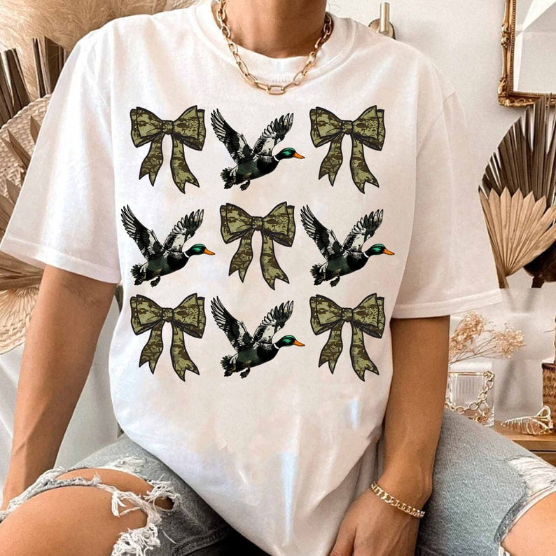Camo Bows shirt, Ducks shirt, Coquette Preppy Camo Bows shirt, Trending ...