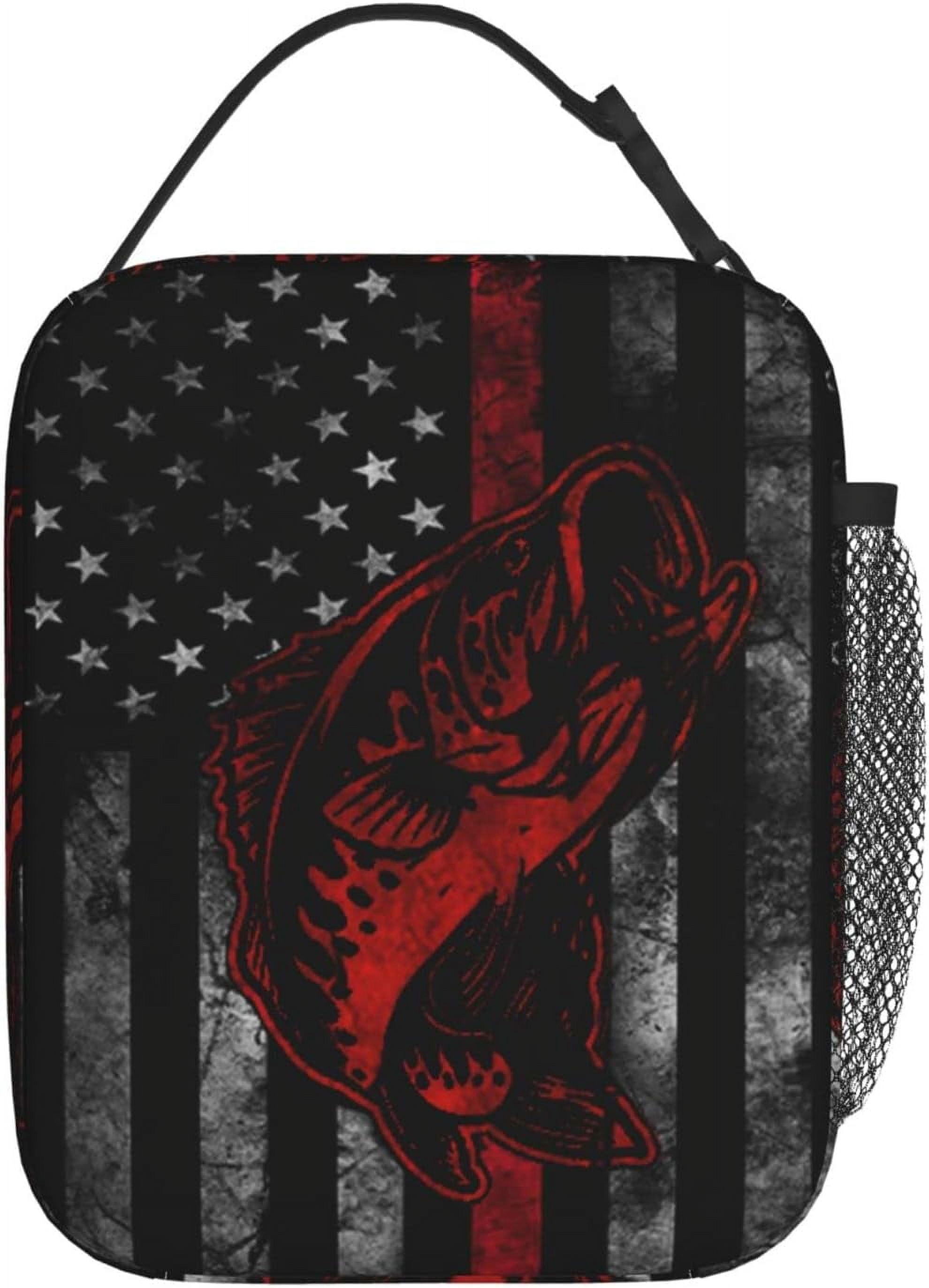 Camo Camouflage American Flag Red Bass Fish Insulated Lunch Box For ...