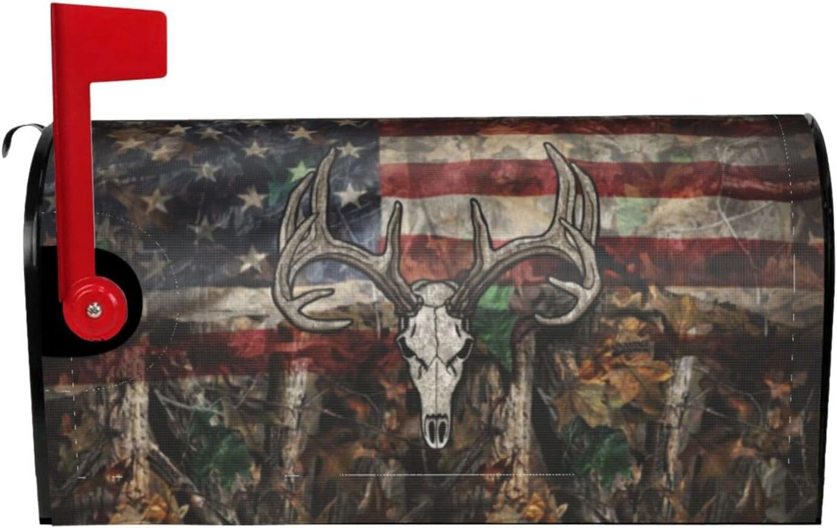 Camo Camouflage American Flag Skull Deer Mailbox Magnetic Post Mailbox ...