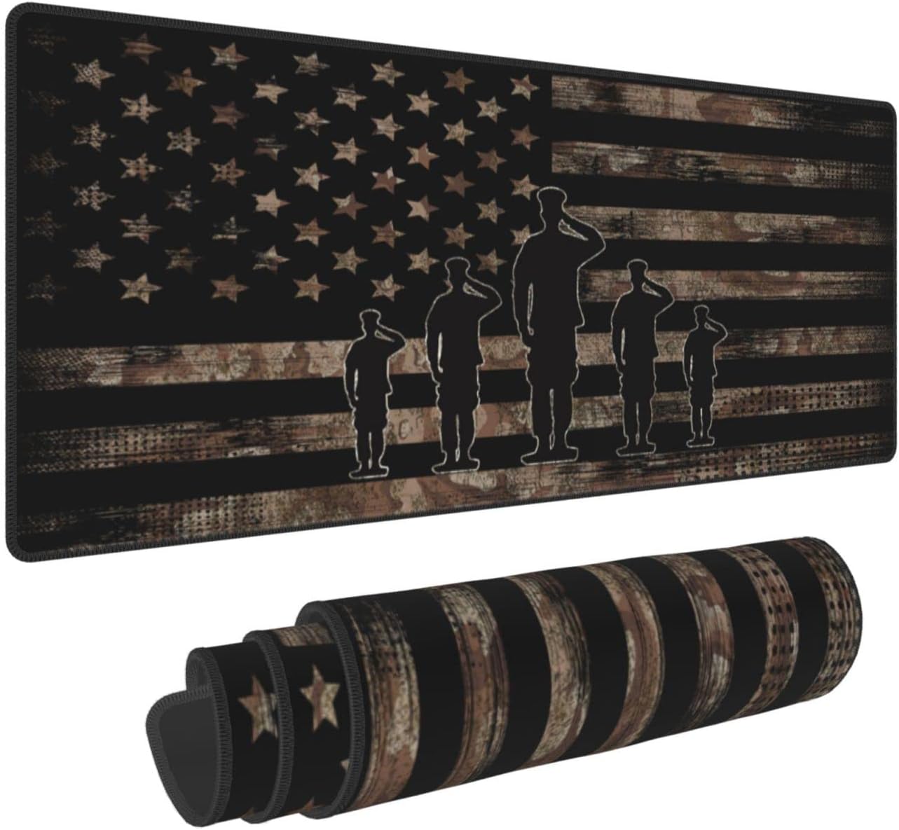 Camo Camouflage American Flag Veteran Salute Gaming Keyboard Mouse Pad ...