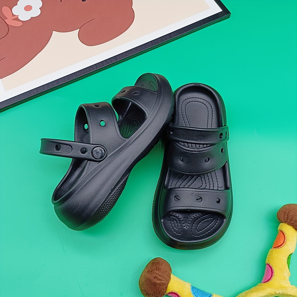 Camo Canvas Slides Sandals For Women, Comfy Flat Summer Beach Slipper ...