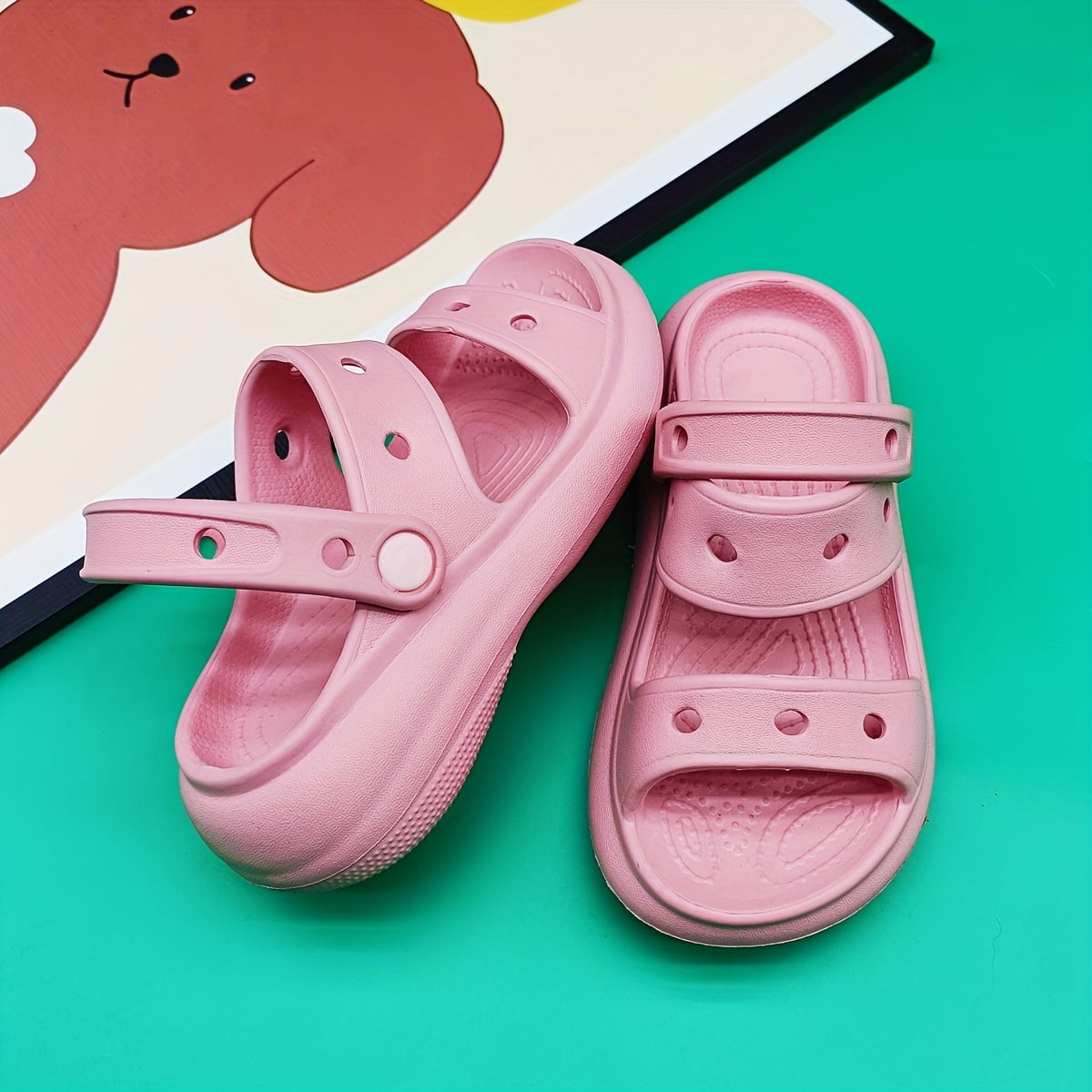 Camo Canvas Slides Sandals For Women, Comfy Flat Summer Beach Slipper ...