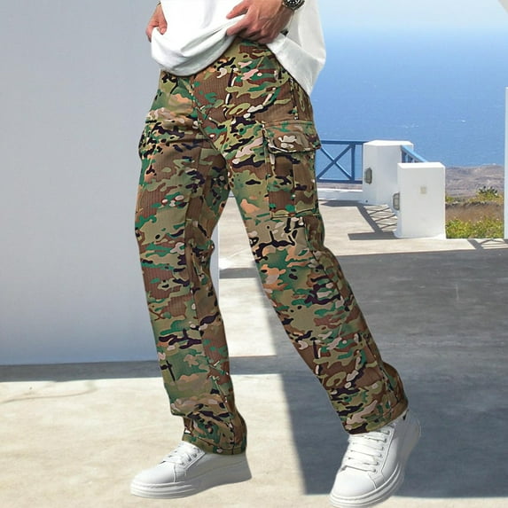 Camo Cargo Pants for Men Stretch Relaxed Fit Retro Elastic Sweatpants ...