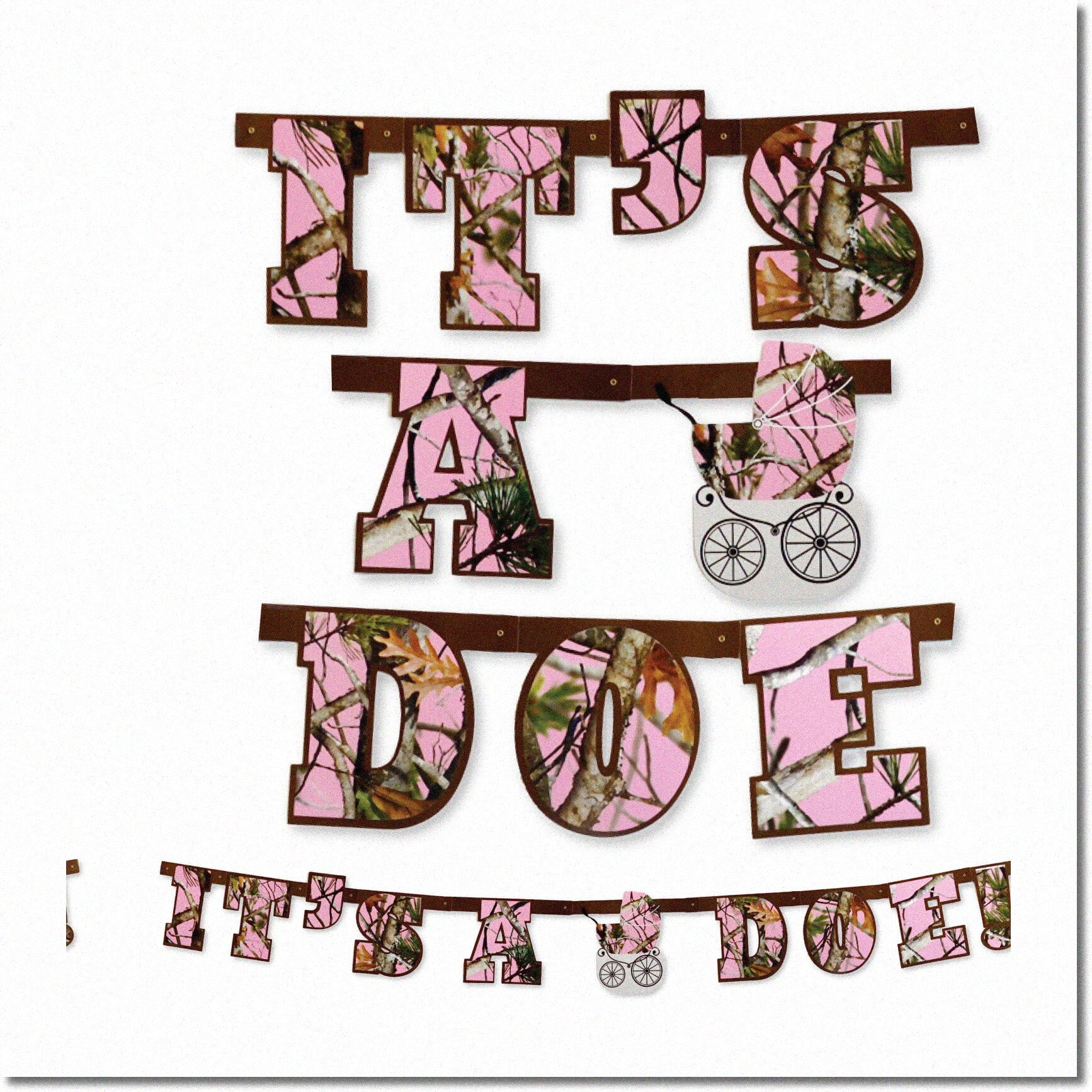 Camo Chic "It's a Doe" Gender Reveal Banner - 7.5ft Long, 7" Letters ...
