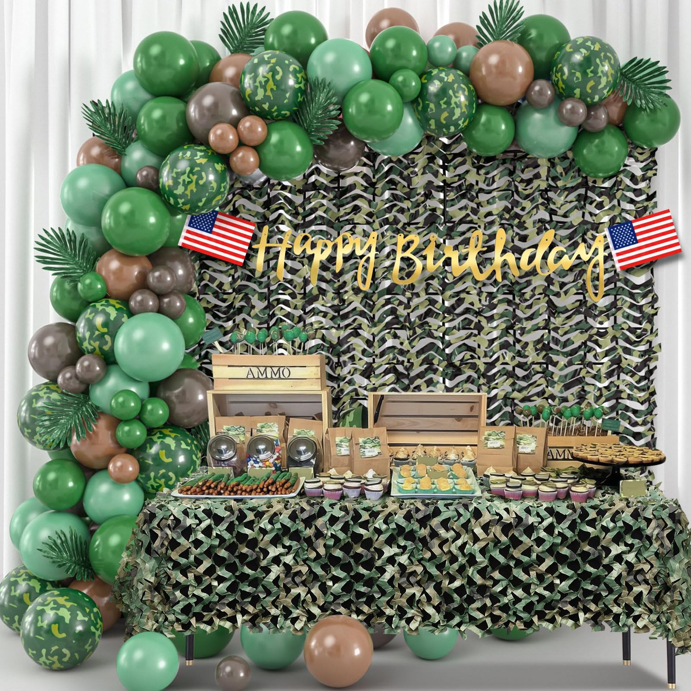 Camo Commando Party Pack - 133PCS Military Birthday Decorations Kit ...
