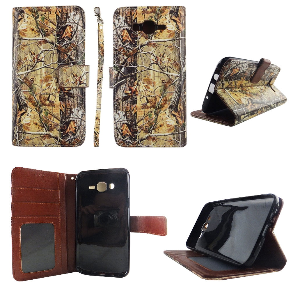 Camo Conifer Wallet Folio Case for Samsung Galaxy J7 2016 Fashion Flip ...