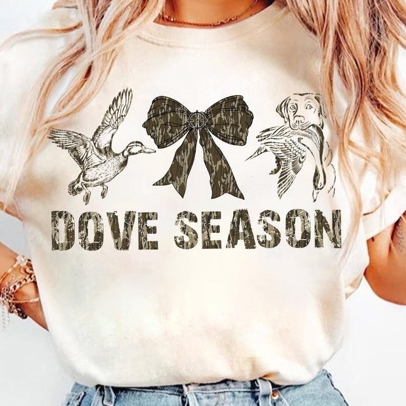Camo Coquette Bow T-Shirt, Dove Season Hunting Tee, Girls Camo Shirt ...