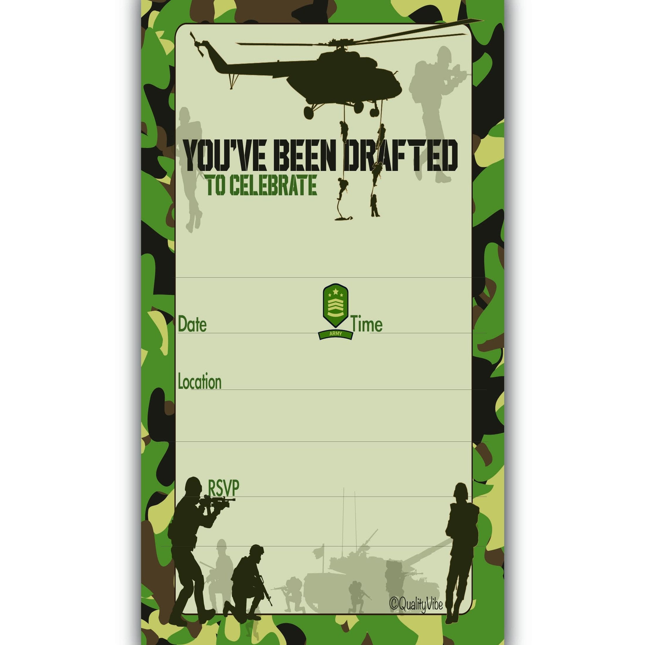 Camo Crew Birthday Invitations Pack - 25 Fill-In Style Cards with ...