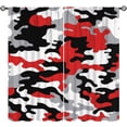 Camo Curtain, Abstract Black Red Grey Hunter Army Camouflage Pattern ...