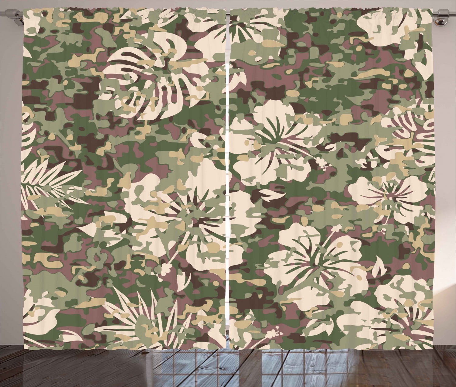 Ambesonne Hawaiian Curtains 2 Panel Set, Aloha Tropical Jungle, 108" x ...