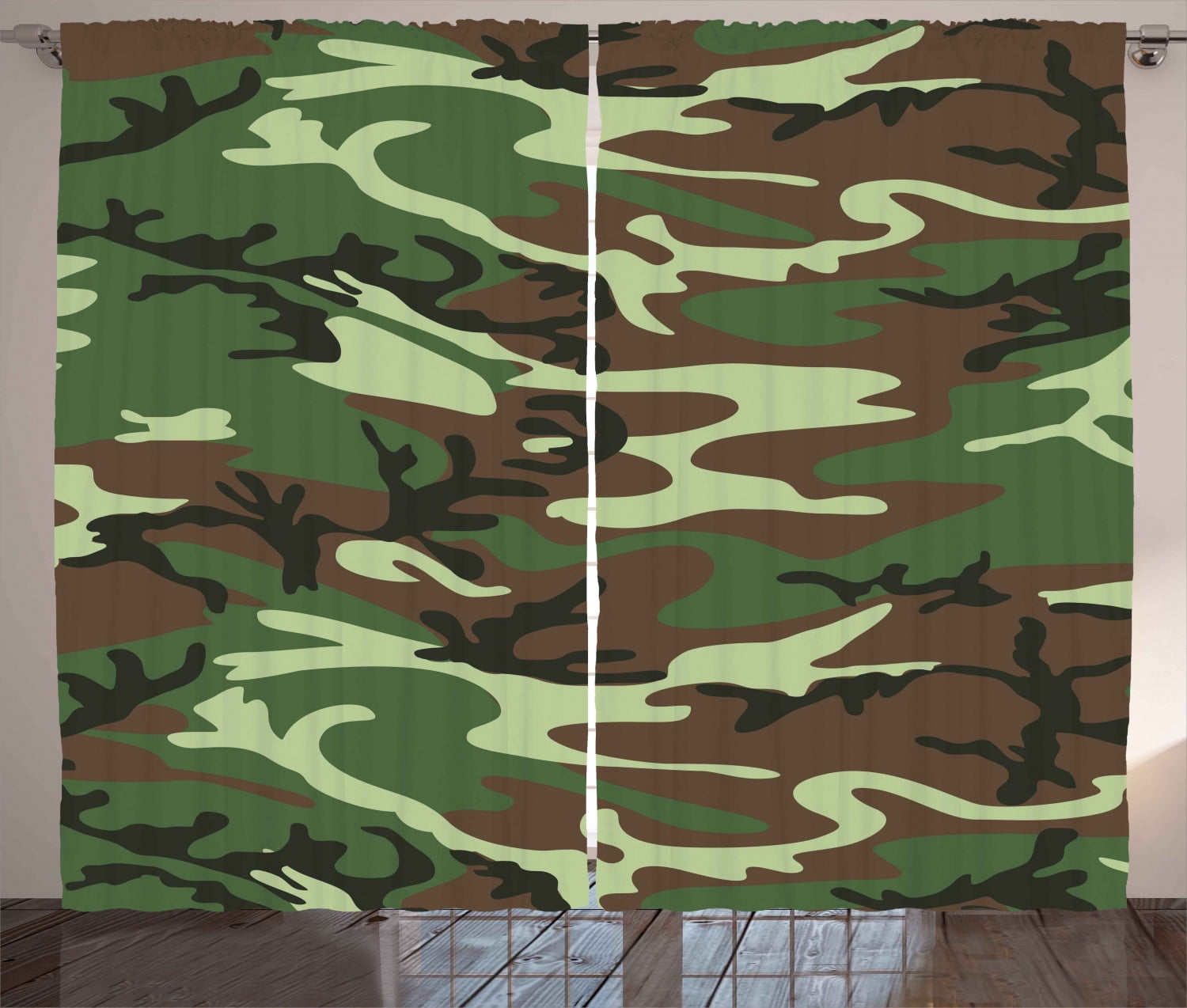 Ambesonne Camo Curtains 2 Panel Set, Classic American Woodland, 108" x ...