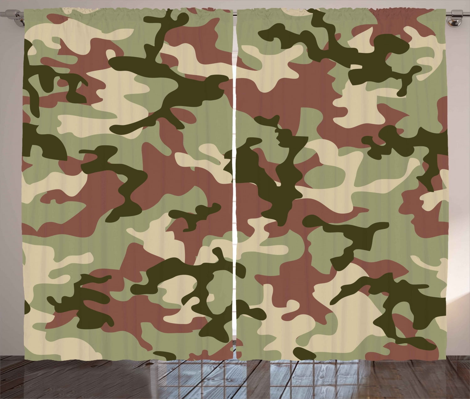 Ambesonne Camo Curtains 2 Panel Set, Pattern in Forest Colors, 108" x ...