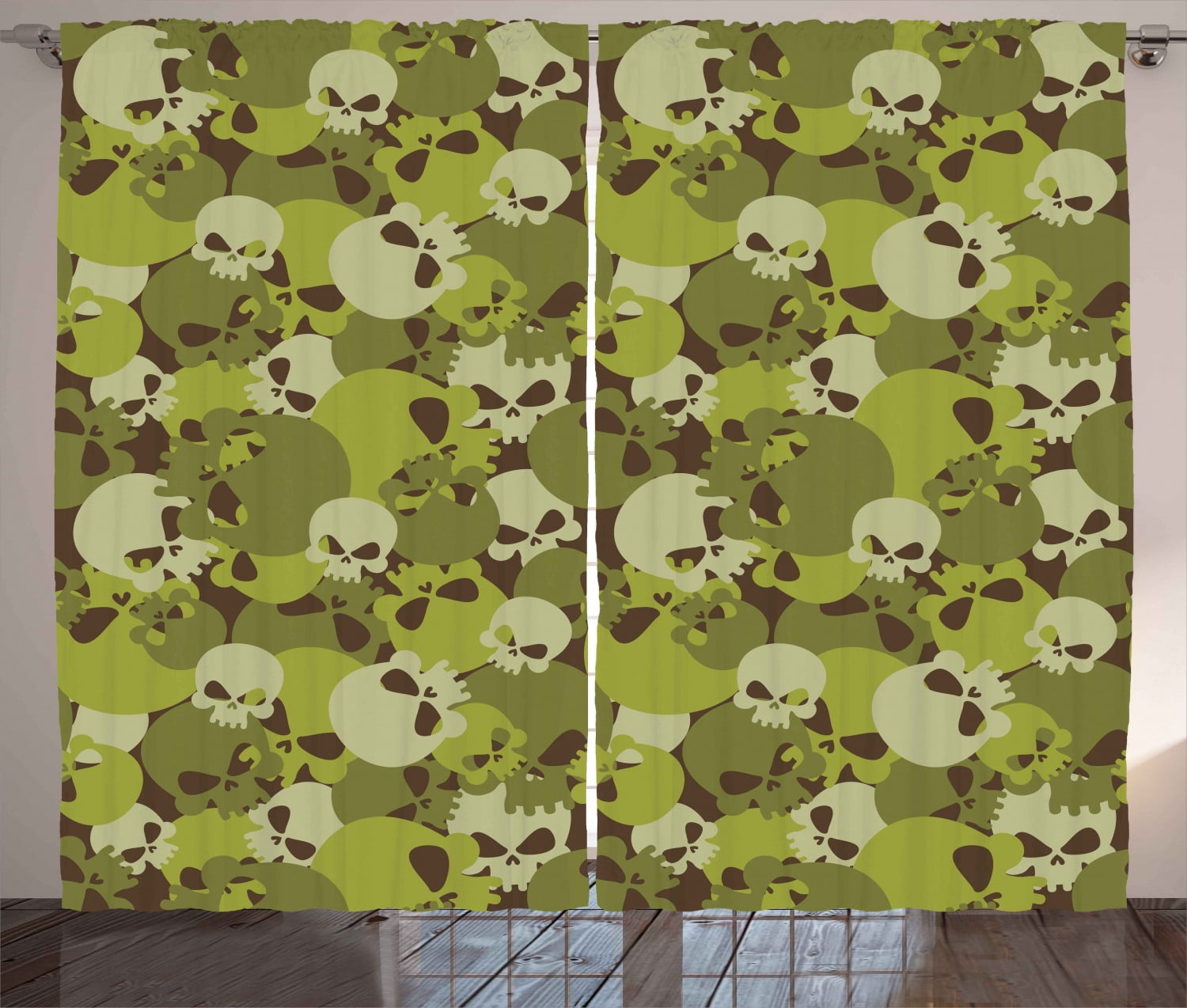 Ambesonne Skull Curtains 2 Panel Set, Scary Concept Design, 108" x 108 ...