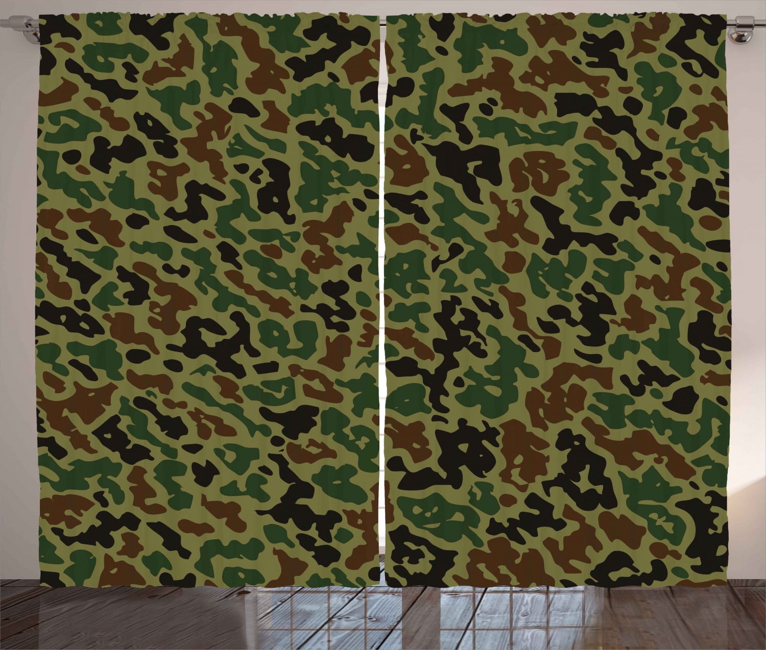 Ambesonne Camo Curtains 2 Panel Set, Summer Grungy Pattern, 108" x 90 ...