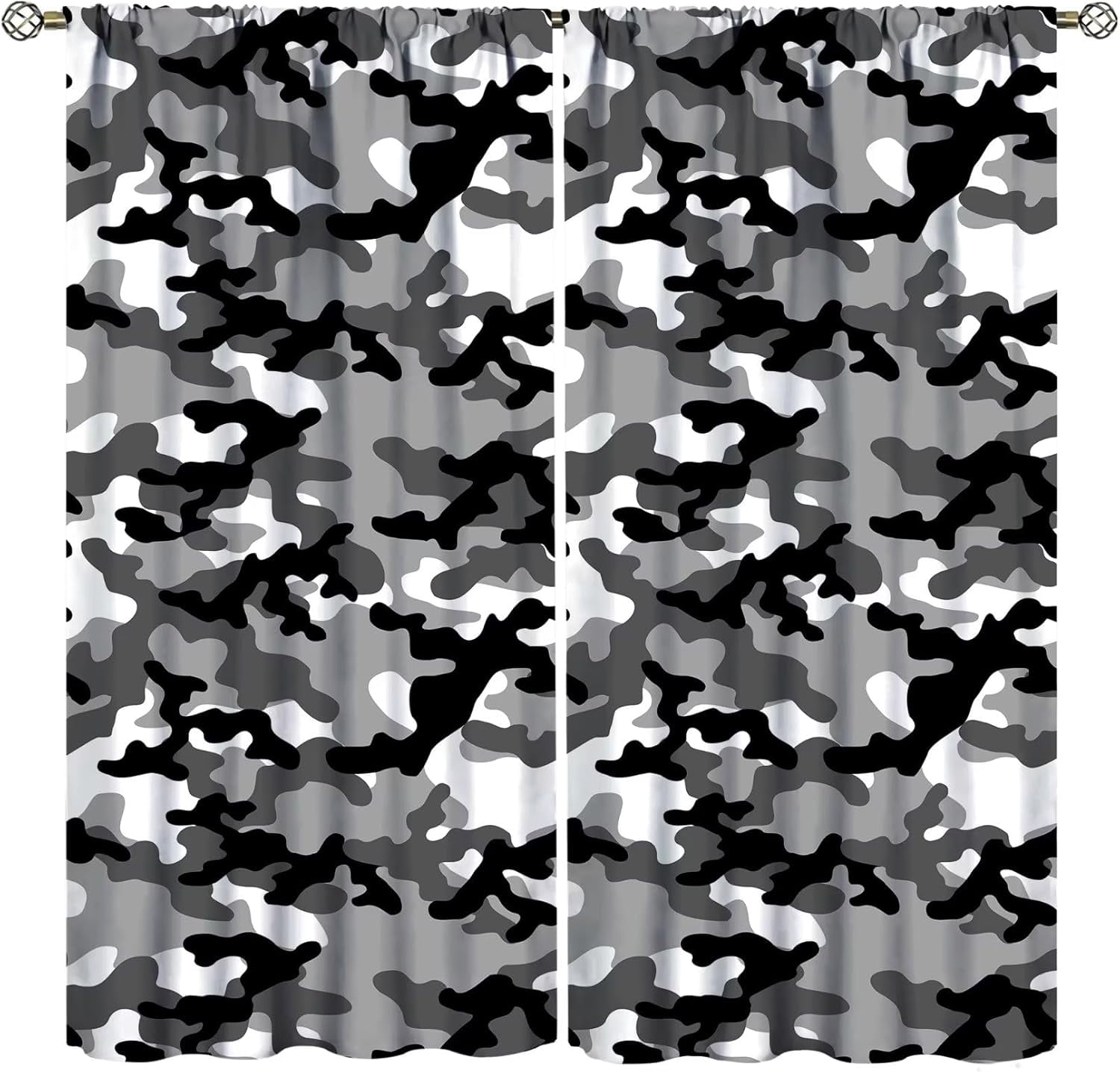 Camo Curtains Gray Military Camouflage Art Black White Gray Blackout ...