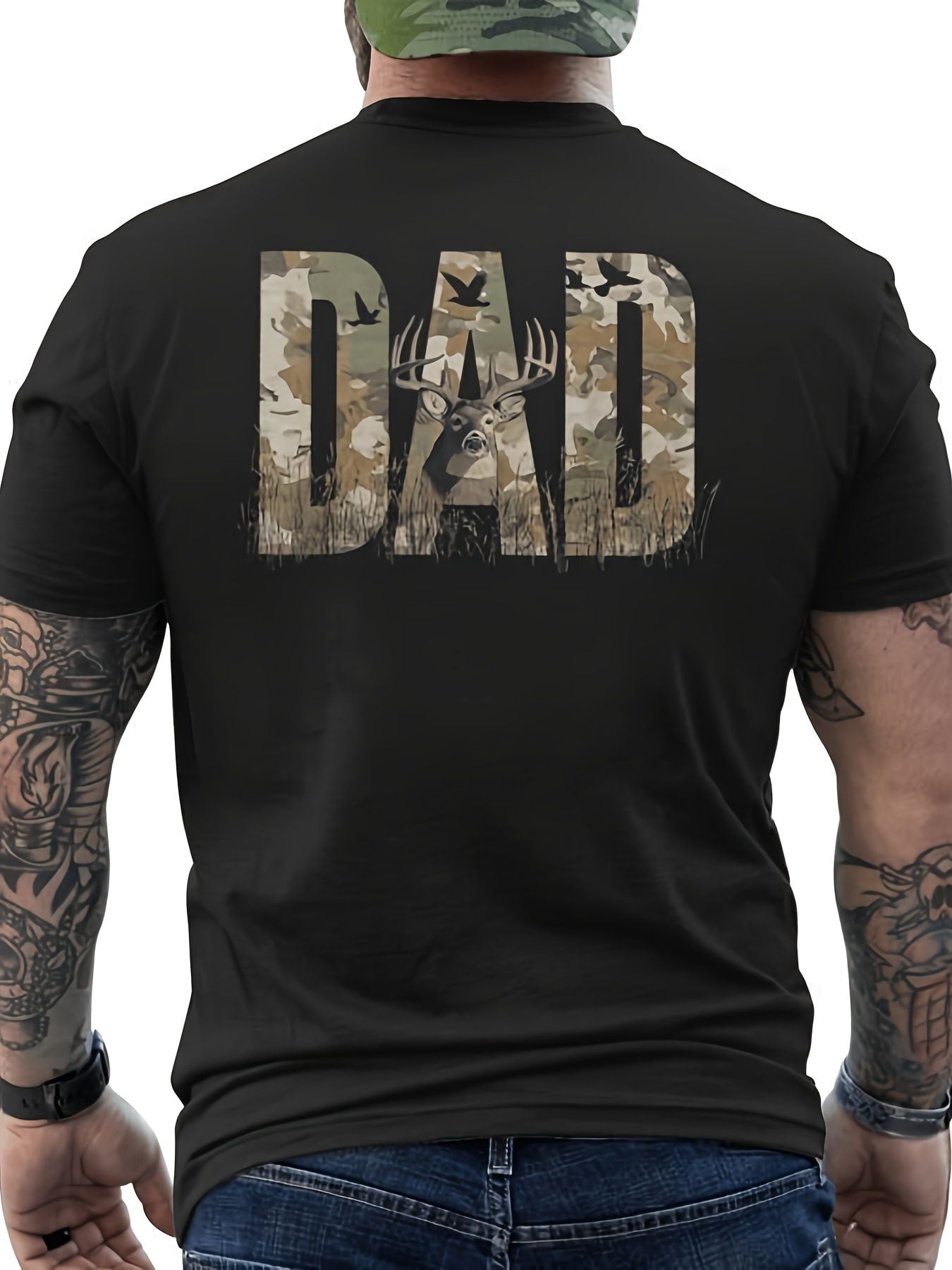 Camo Dad Hunting Camouflage Deer Novelty Graphic Unisex T-Shirt, S ...