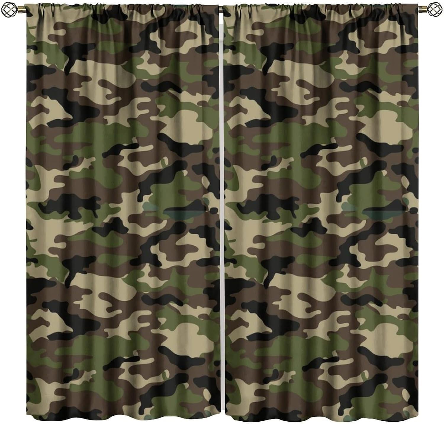 Camo Dark Green Blackout Curtains，for Girls Boy Home Decor, Abstract ...