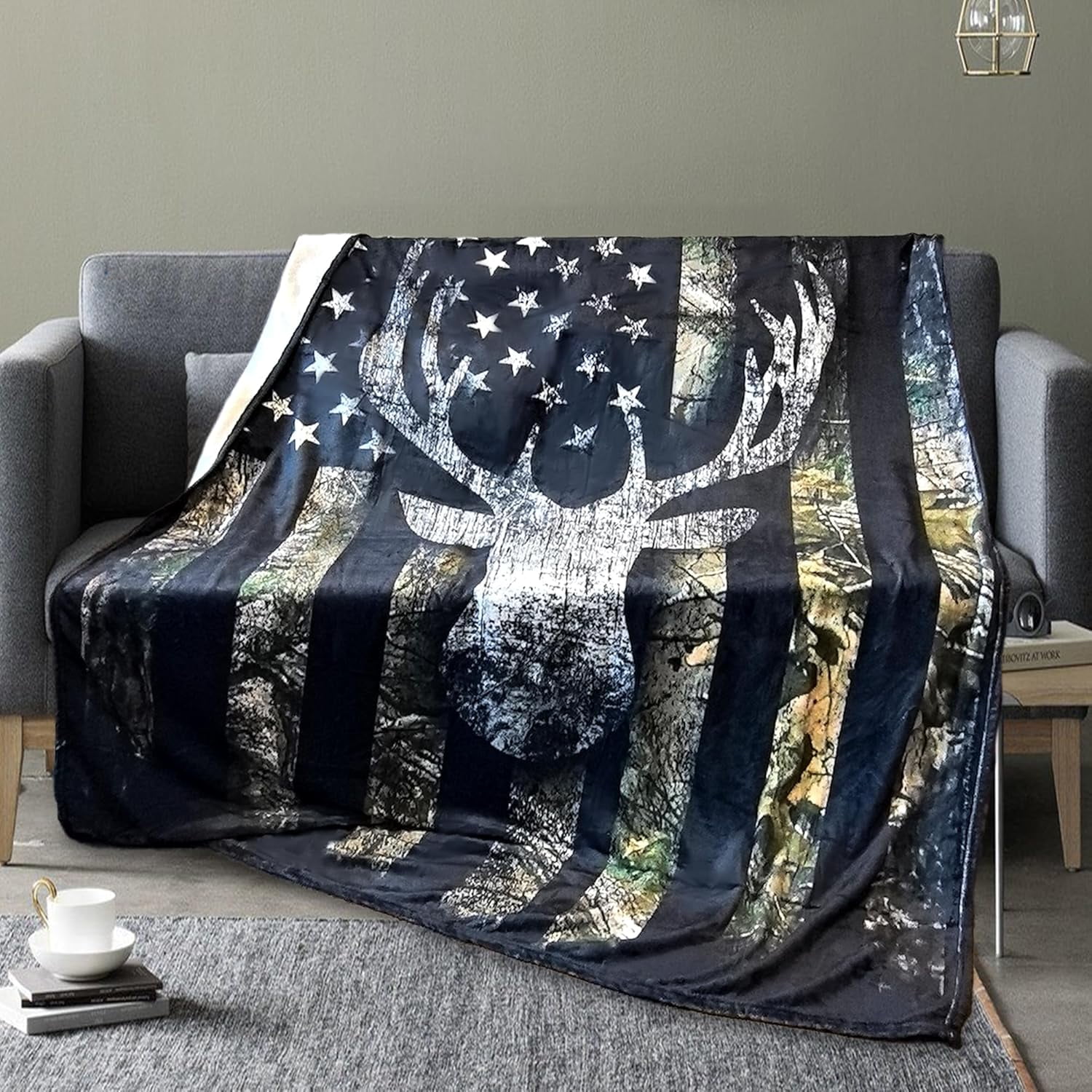 Camo Deer Blanket for Men, Men's Hunting Blanket Deer Hunting Gifts for ...