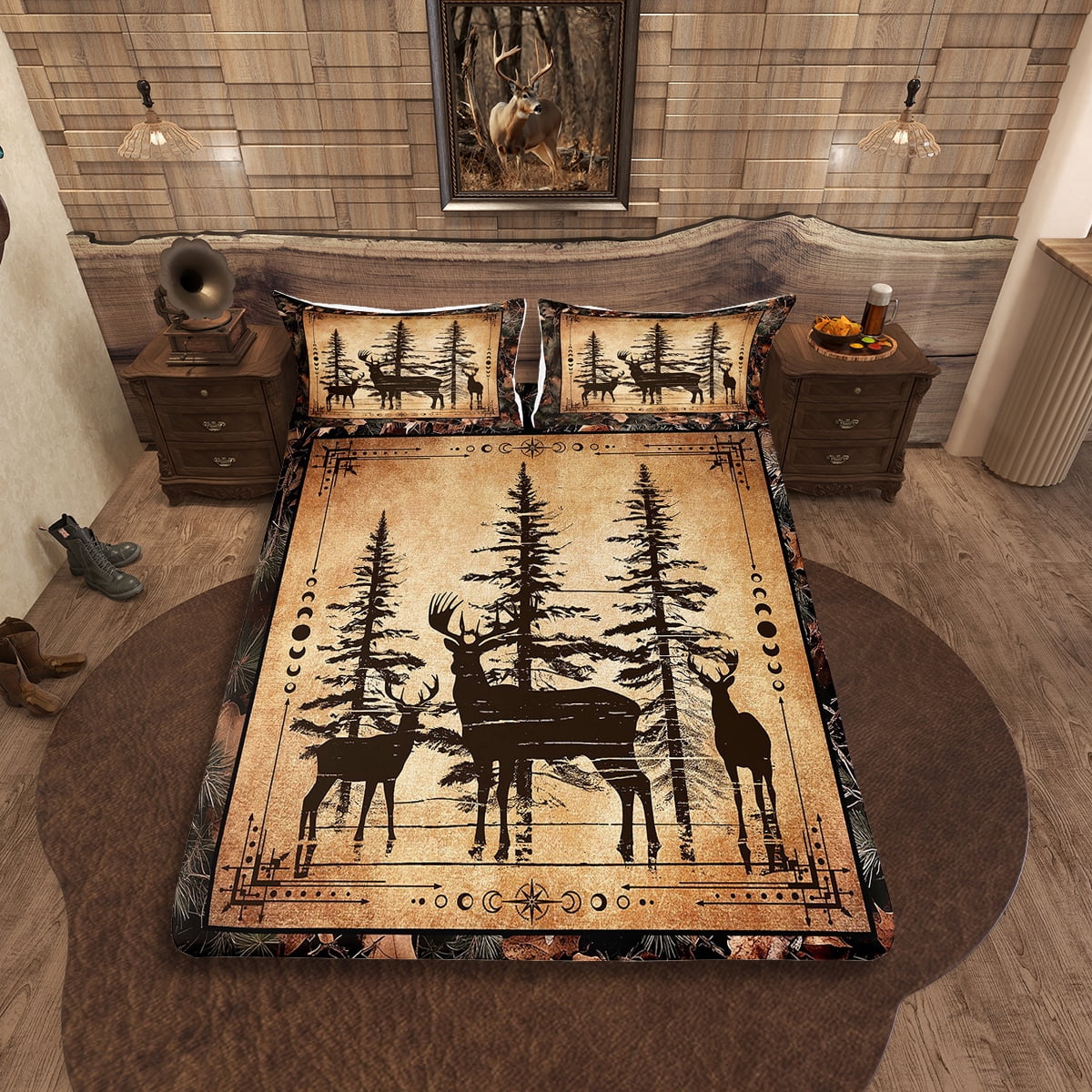 Camo Deer Full Bed Sheets Teen,Tree Branches Camouflage Hunting Sheet ...