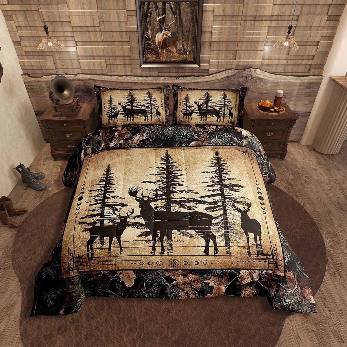 Camo Deer King Comforter Set Teen,Tree Branches Camouflage Hunting ...