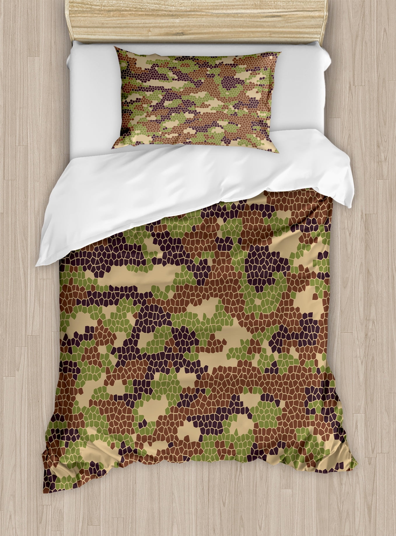 Camo Duvet Cover Set, Summer Season Pattern Abstract Concept Comb Like ...