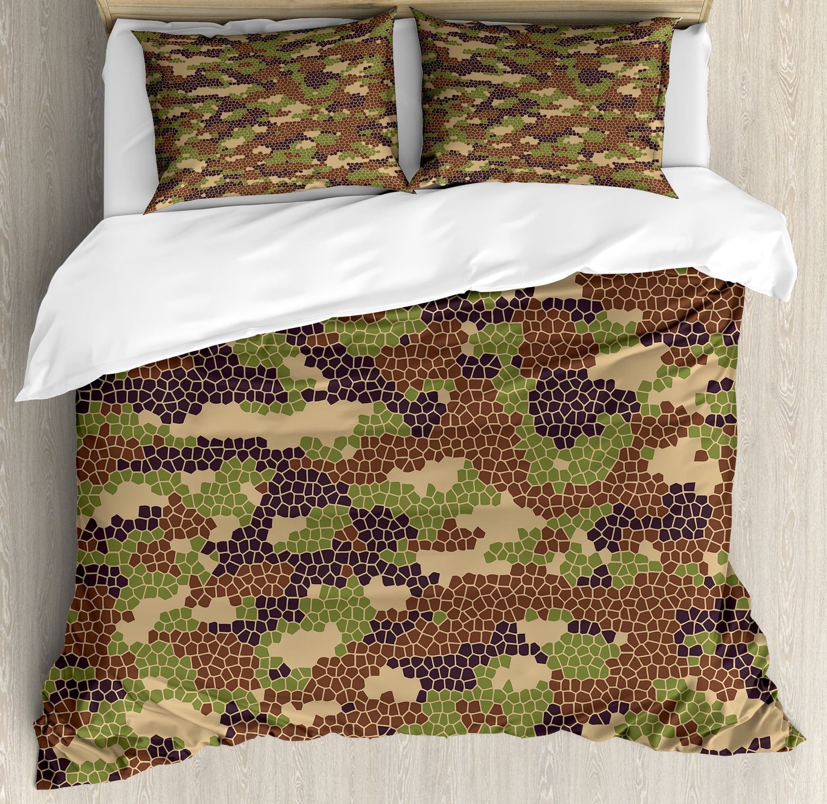 Camo Duvet Cover Set, Summer Season Pattern Abstract Concept Comb Like ...