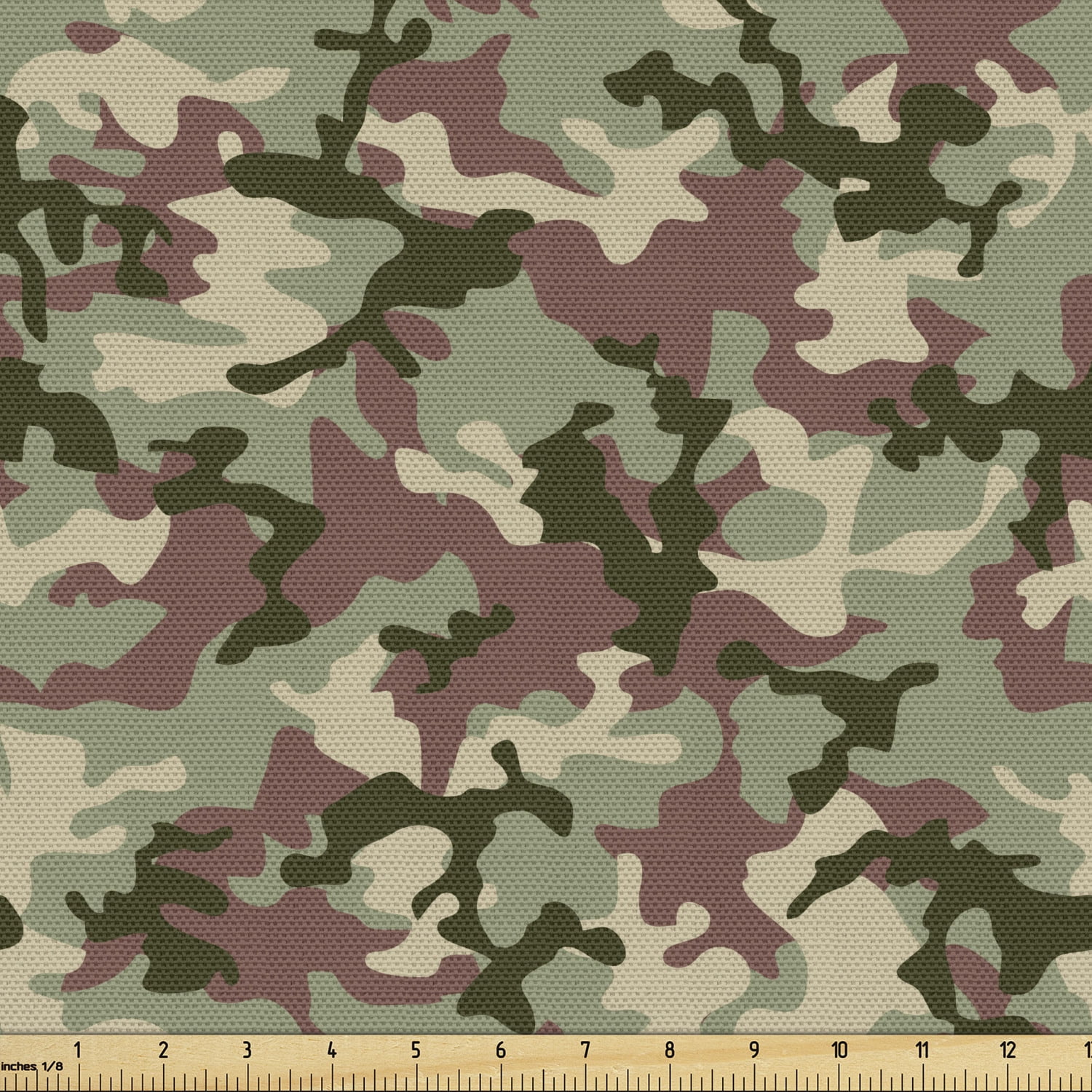 Camo Fabric by the Yard, Illustrated Green Camouflage in Forest Colors ...