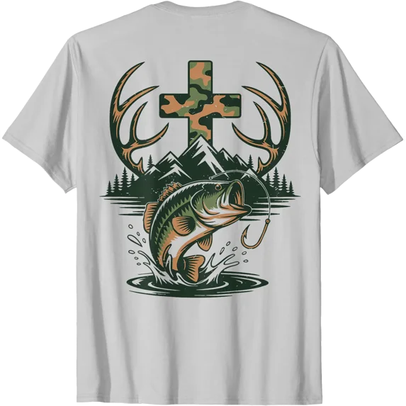 Camo Faith Hunting Fishing Cross T-Shirt for Outdoor Adventure ...