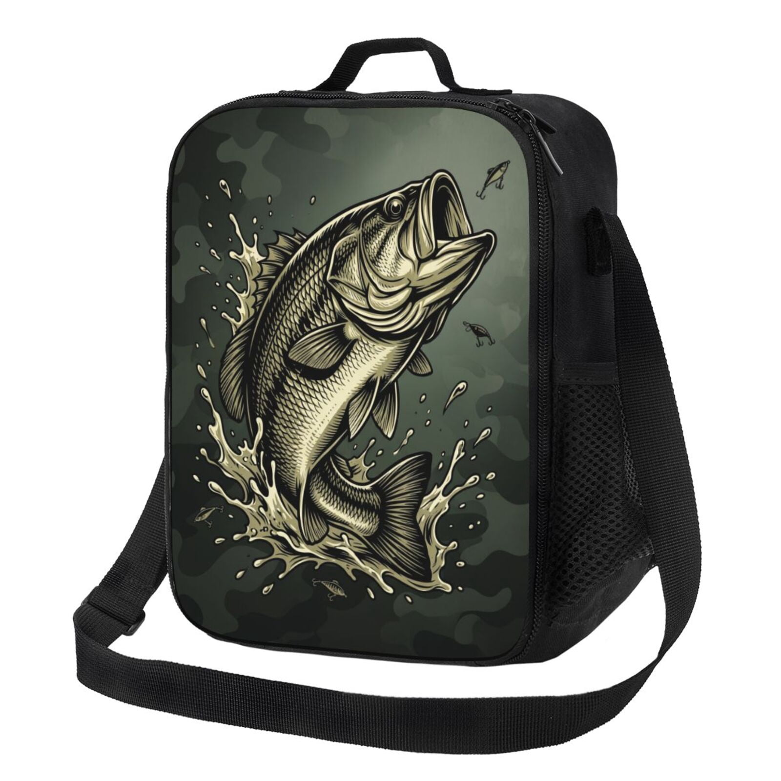 Camo Fish Insulated Lunch Box Reusable Lunch Bag Women Men Cooler Tote ...