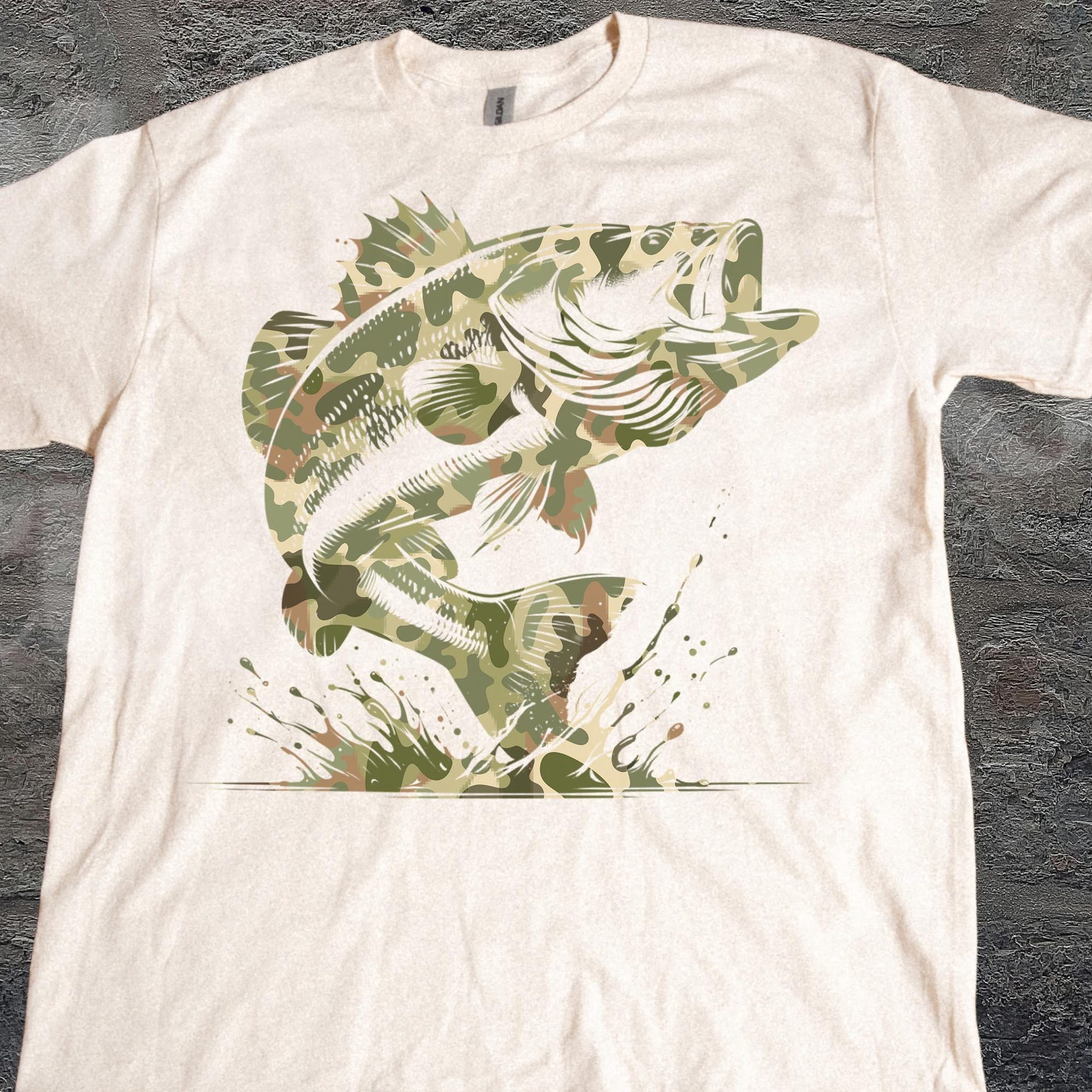 Camo Fish Tattoo Style TShirt Retro Fisher Shirt Fish Shirt For Men ...
