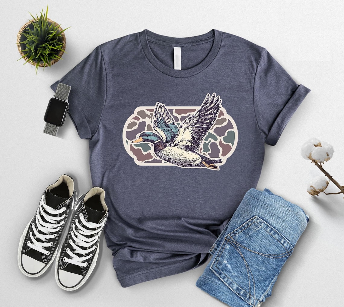 Camo Flying Mallard Bird Old School Camo shirt, Hunting Season Clothing ...