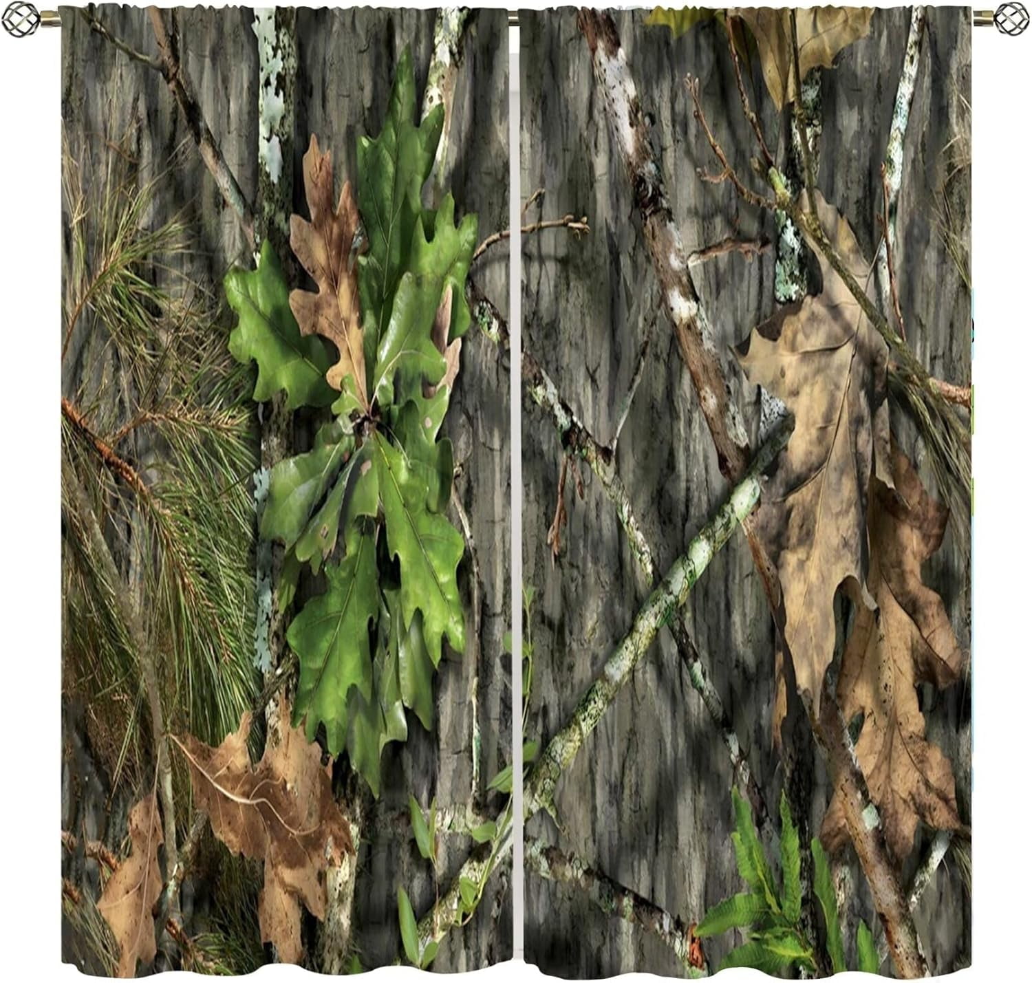 Camo Forest Curtains,Camouflage Tree Conifer Oak Branches Leaves Mossy ...