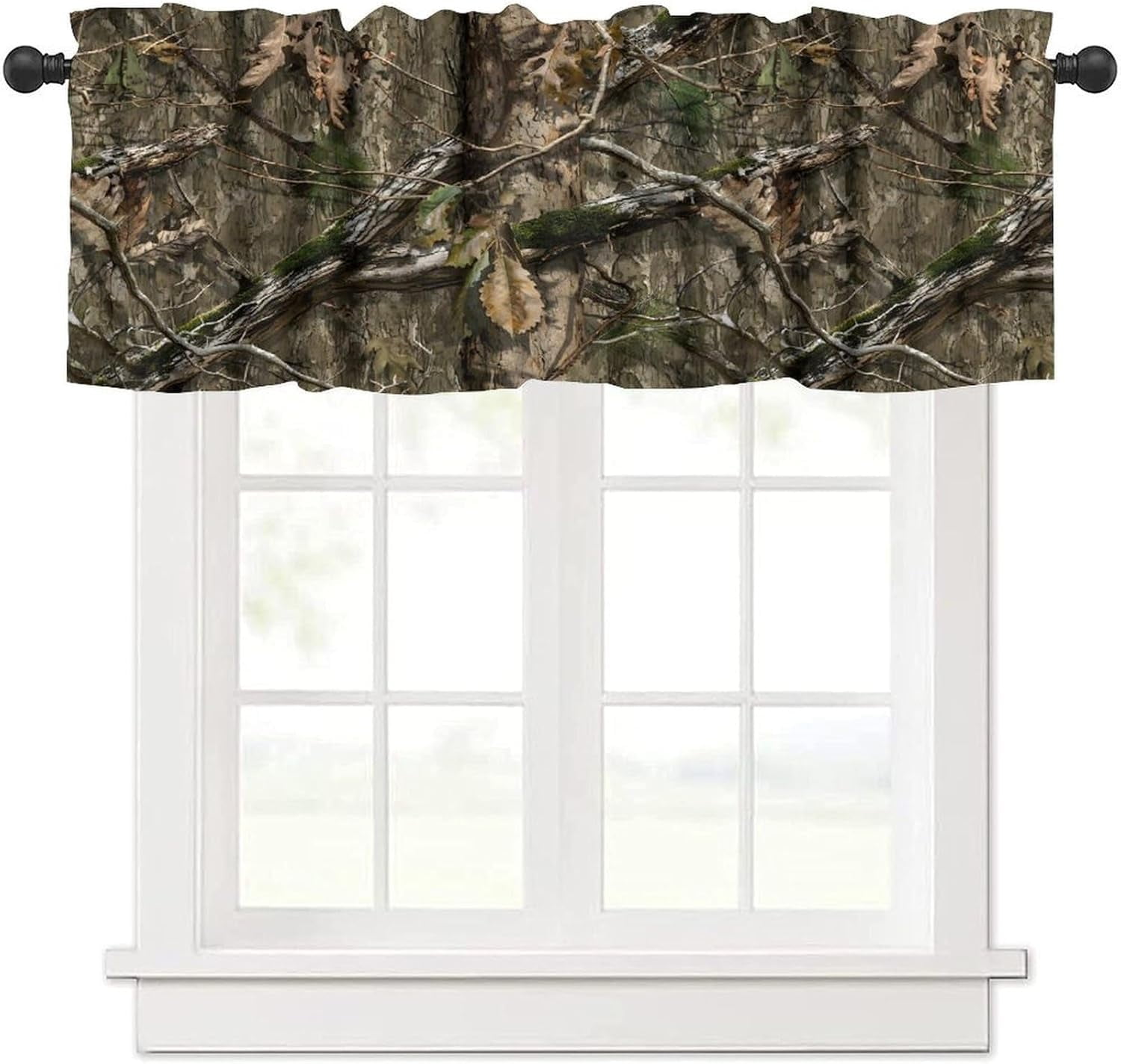Camo Forest Valance Curtains, Camouflage Conifer Oak Branches Leaves ...