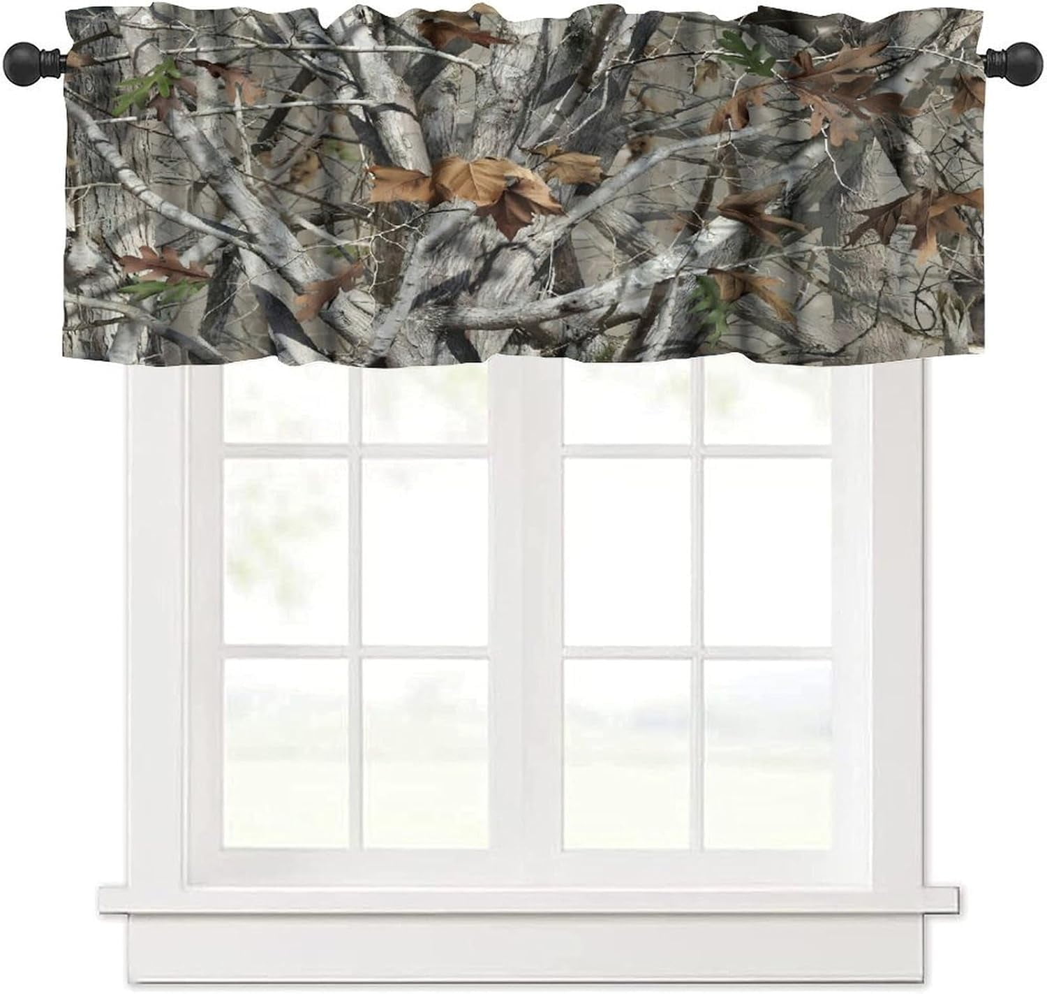 Camo Forest Valance Curtains, Camouflage Conifer Oak Branches Leaves ...