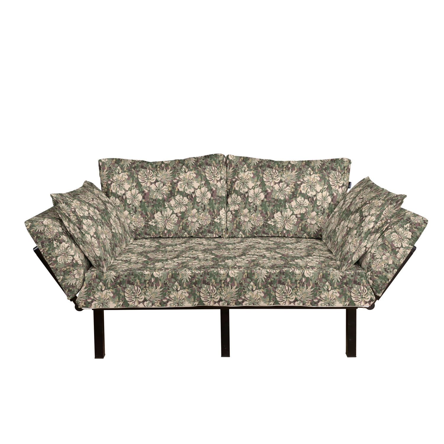 Camo Futon Couch, Aloha Hawaiian Tropical Jungle Forest Hibiscus ...